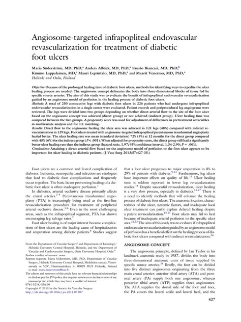 Angiosome Targeted Infrapopliteal Endovascular Pdf Interventional