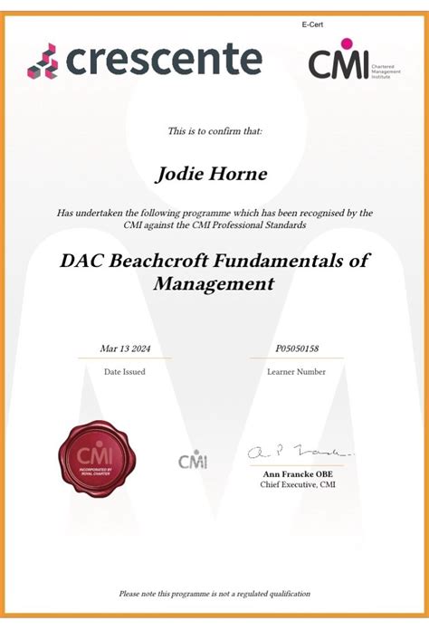 Successfully Completed My Cmi Management Qualification To Help Me