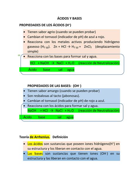 Ácidos Y Bases quimica CIDOS Y BASES PROPIEDADES DE LOS CIDOS H