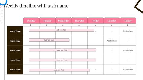 Weekly Timeline With Task Name In Store Shopping Experience Ppt Template