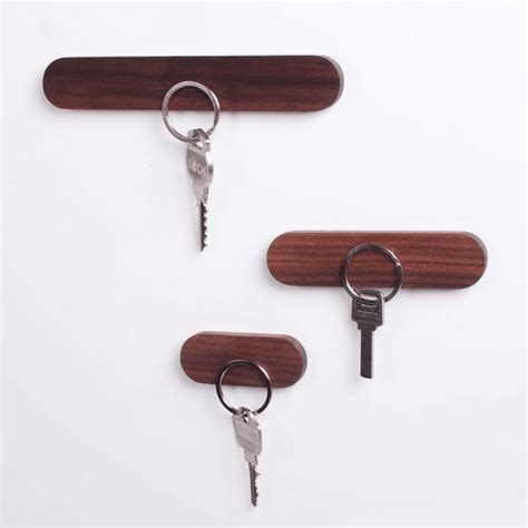 Magnetic Wooden Wall Key Holder Large Black Walnut Saddlebrown