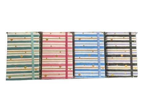 Horizontal Lines With Gold Dots Notebook A5 16pc