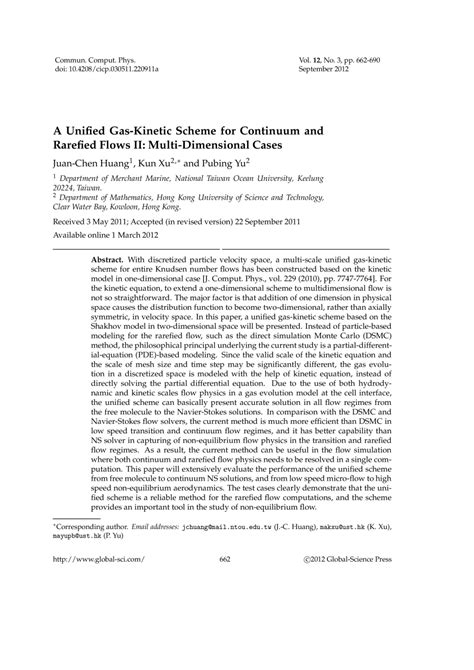 Global Science Press A Unified Gas Kinetic Scheme For Continuum And Rarefied Flows Ii Multi