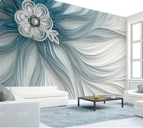 Bacaz Embossed Texture 3d Flower Wallpaper Mural 3d Wall Photo Mural