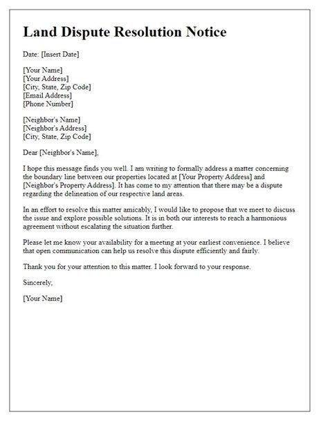 Letter Template For Land Dispute Resolution Free Samples In Pdf