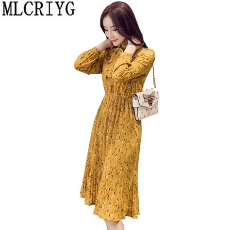 Korean Style Women Dress Floral Print Sweet Spring Summer Dress Female