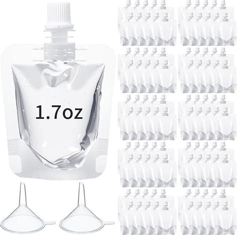 Seeloowy 100 Pcs Plastic Flasks Disposable Drink Pouches