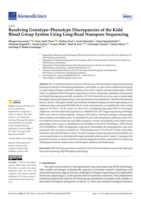 PDF Resolving GenotypePhenotype Discrepancies Of The Kidd Blood