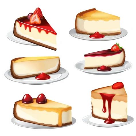 Cheesecake Vector Set White Background Isolated Premium Ai Generated