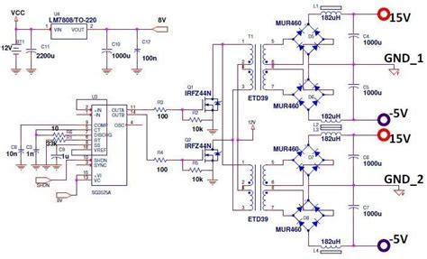Schematic Of SG3525 Based Push Pull SMPS In Fig 3 SG3525 PWM Controller