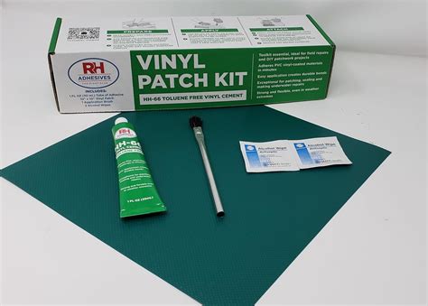 Rh Adhesives Vinyl Patch Kit With 10 Inch By 10 Inch Reinforced Vinyl 1 Oz Tube Of Hh 66 Tf