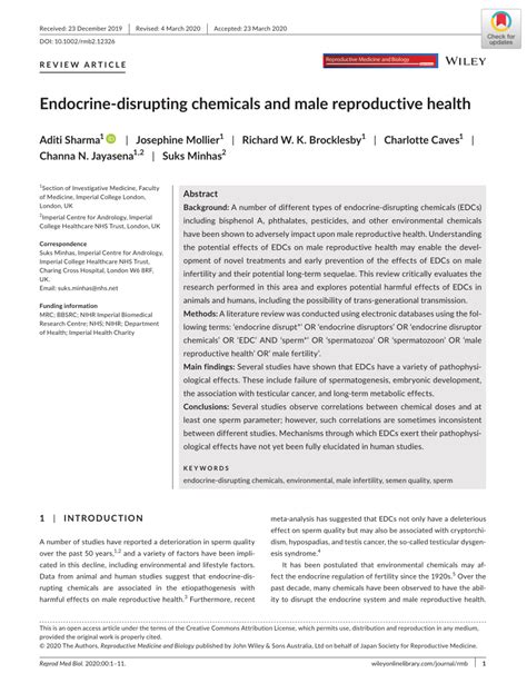 Pdf Endocrine‐disrupting Chemicals And Male Reproductive Health