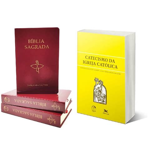 Kit Bíblia Sagrada Cnbb Capa Dura e Catecismo da Igreja Católica Grande
