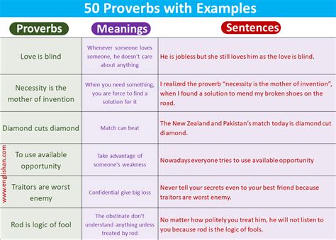 50 Proverbs In English With Meaning And Sentences Englishan