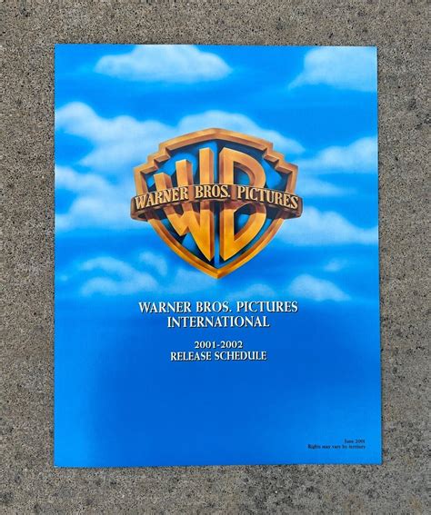 2001 2002 Warner Bros Pictures Promotional Movie Schedule Release