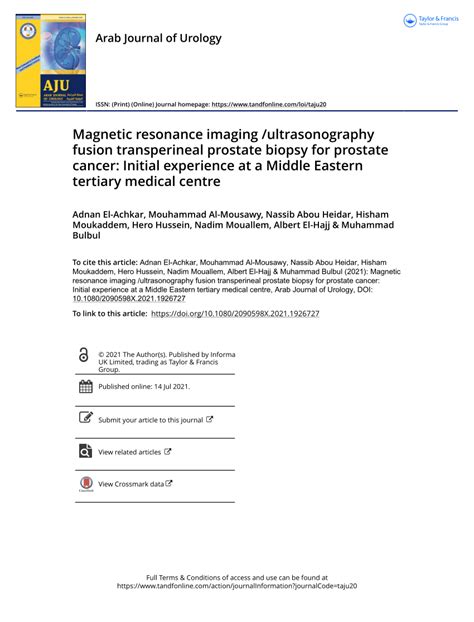 Pdf Magnetic Resonance Imaging Ultrasonography Fusion Transperineal
