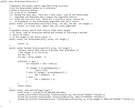 Solved Public Class Binarysearchexercise Implement The