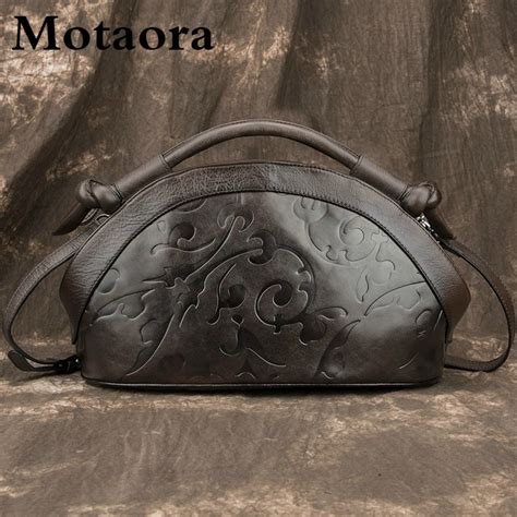 MOTAORA 레트로 여성 가방 여성을위한 새로운 수제 어깨 가방 럭셔리 정품 가죽 핸드백 숙녀 빈티지 양각 가방 여성 숄더 백 AliExpress