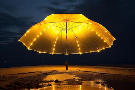 Premium Photo Illustration Of Lemon Yellow Beach Umbrella Light