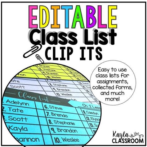 Editable Class Lists Editable Checklists Etsy