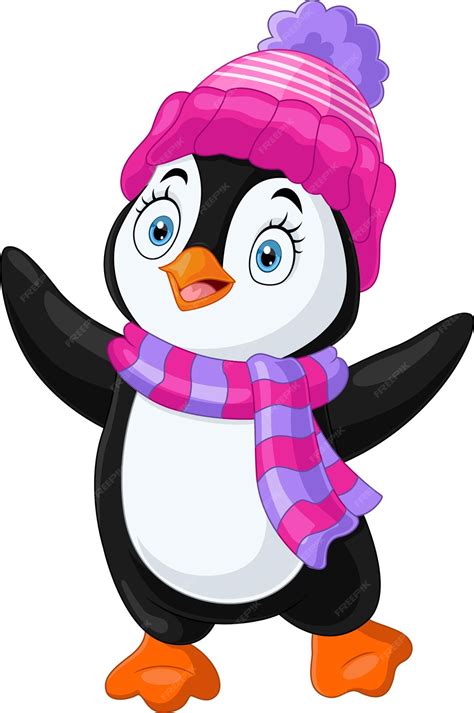 Premium Vector Cartoon Dabbing Penguin With Hat And Scarf