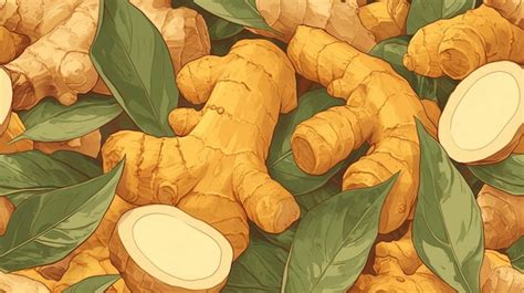 Premium Vector Thai Ginger Patterns With Knobby Roots