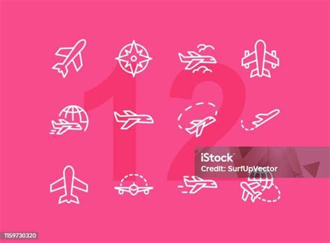 항공 여행 아이콘입니다 흰색 배경의 선 아이콘 집합입니다 월드 투어 비행기 여행 항공사 개념입니다 벡터 일러스트레이션은 여행 관광 교통 과 같은 주제에 사용할 수 있습니다