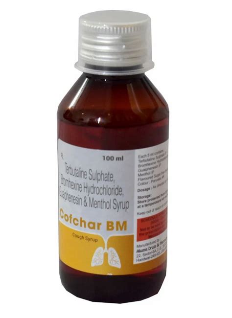 Terbutaline Sulphate Bromhexine Hydrochloride Guaifenesin Menthol Syrup At Rs Bottle