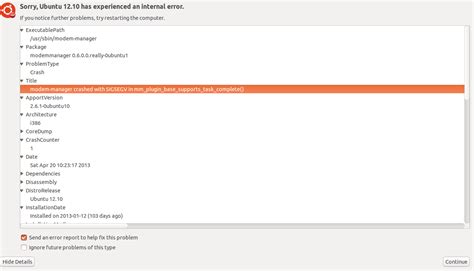 Sorry Ubuntu 12 10 Has Experienced An Internal Error How To