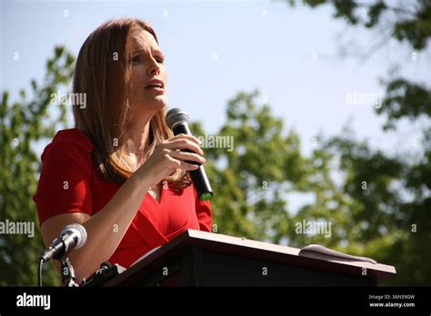 Democratic Associate Justice Allison Riggs Speaks To Protesters At A