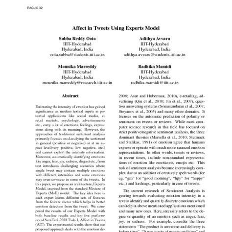 Affect In Tweets Using Experts Model Acl Anthology
