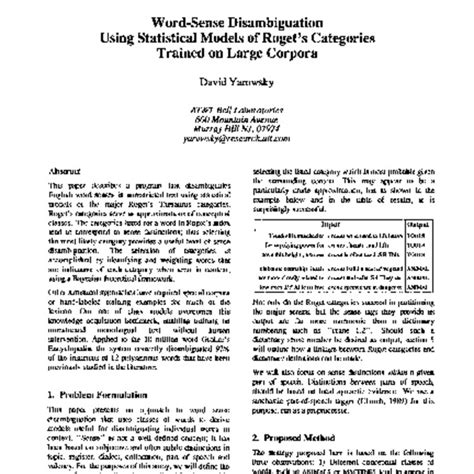 Word Sense Disambiguation Using Statistical Models Of Rogets