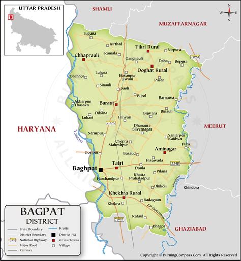 Bagpat District Map District Map Of Bagpat Uttar Pradesh India