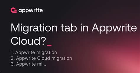 Migration Tab In Appwrite Cloud Threads Appwrite