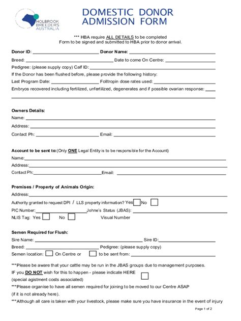 Fillable Online Hba Donor Admission Form Fax Email Print Pdffiller