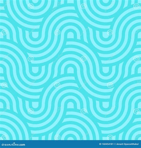 Seamless Geometry Pattern Background Of Blue Overlapping Horizontal