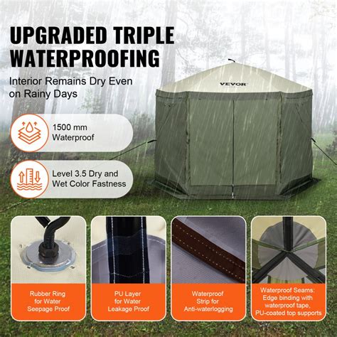 Vevor Pop Up Gazebo Tent Pop Up Screen Tent 6 Sided Canopy Sun Shelter