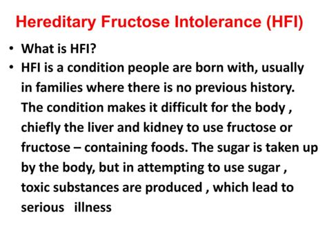 Hereditary Fructose Intolerance Hfi Ppt