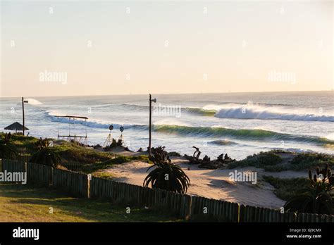Ocean Waves Crashing Beach Coastline Vintage Horizon Landscape Stock