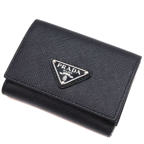 質屋かんてい局オンラインショップ プラダ Prada 2mh042 サフィアーノトライアングル財布 三つ折り財布 レザー ブラック 【中古】