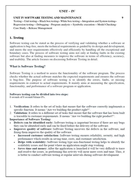 Se Unit Iv Pdf Software Testing Unit Testing