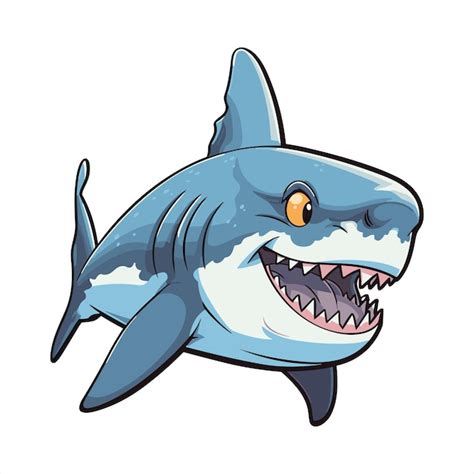 Requin Mignon Drôle Dessin Animé Kawaii Clipart Coloré Aquarelle Mer