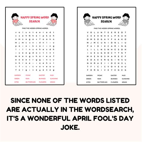 April Fools Word Search Printable Word Search Maker