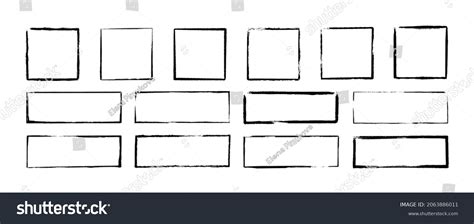 Grunge Square Rectangle Frames Ink Empty Stock Vector Royalty Free