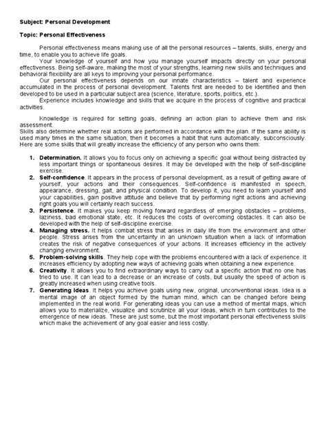 Personal Effectiveness Download Free Pdf Personal Development