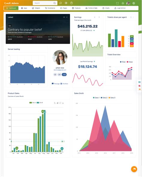 Sales Crm Dashboard Template For Software Ui Framework