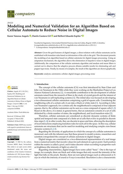 Pdf Modeling And Numerical Validation For An Algorithm Based On