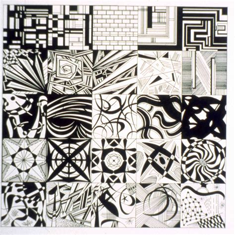 2d Black And White Mark Making Assignment Grid Of Various Line