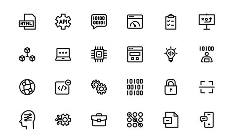 Customizable Coding And Programming Icon Bundle Graphics For