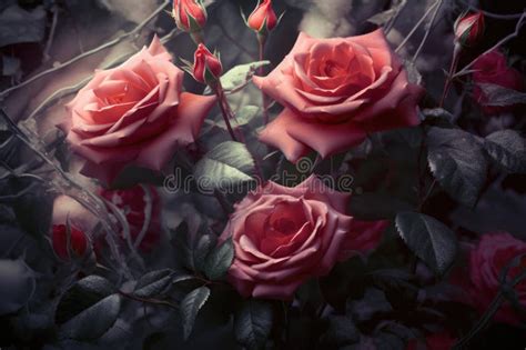 Pink Roses Bouquet Computer Generated Art Stock Illustration